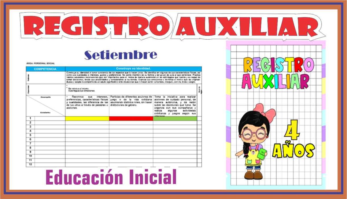 Registro Auxiliar De Evaluación Para 4 Años Mes Setiembre Materiales 3634